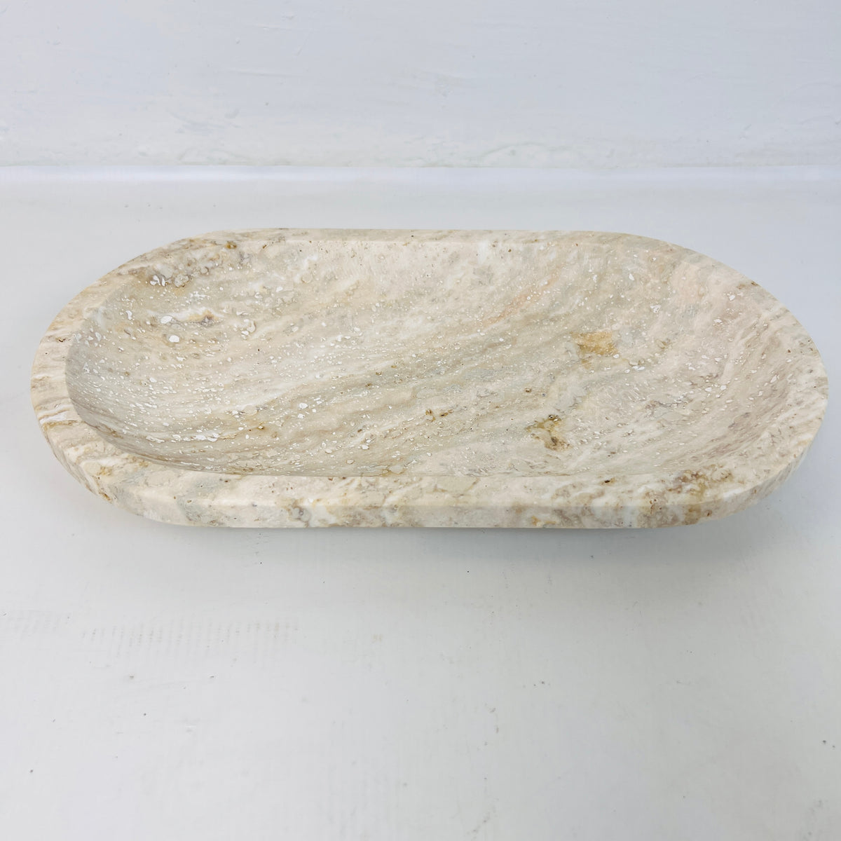Travertine Oval Splotched Tray | Noon & Co Designs