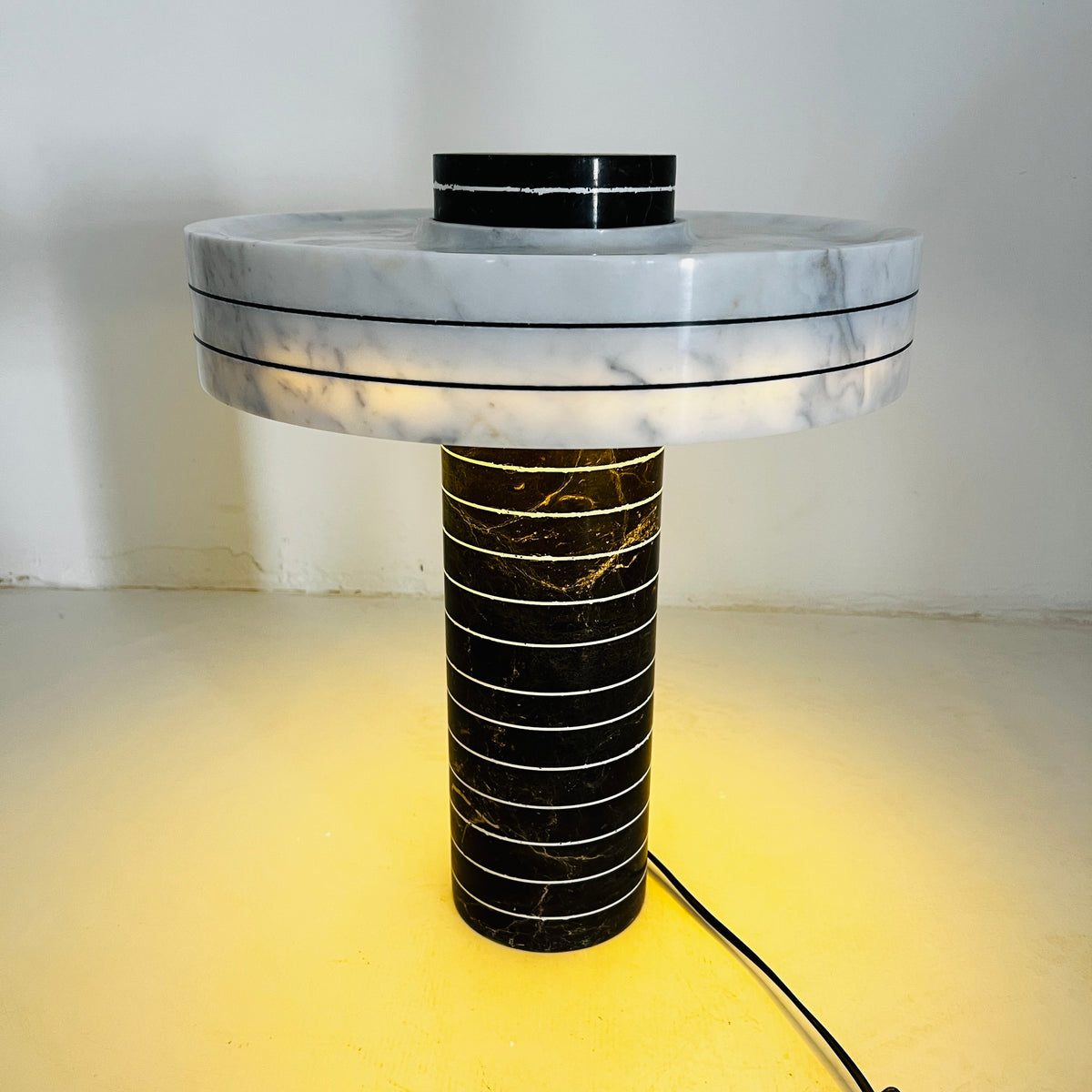 Black & White Pinstriped Lamp | Noon & Co Designs