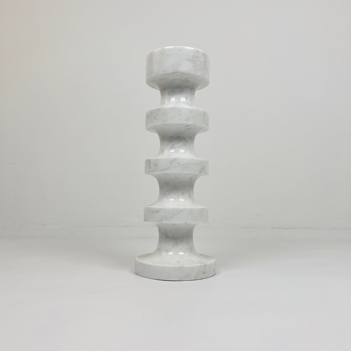 Stacked Disc Grey Marble Candle Stand (Medium) | Noon & Co Designs