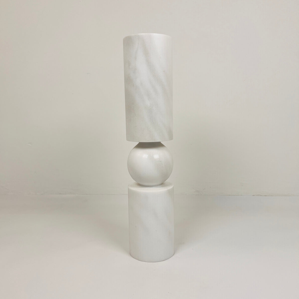 Ball Bulged Grey Marble Candle Stand (Medium) | Noon & Co Designs