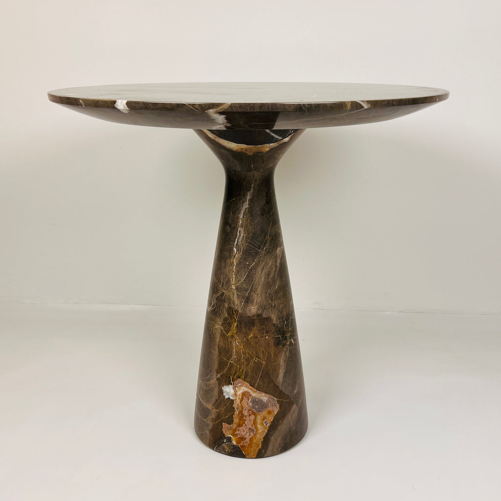 Amber Marked Travertine Side Table | Noon & Co Designs