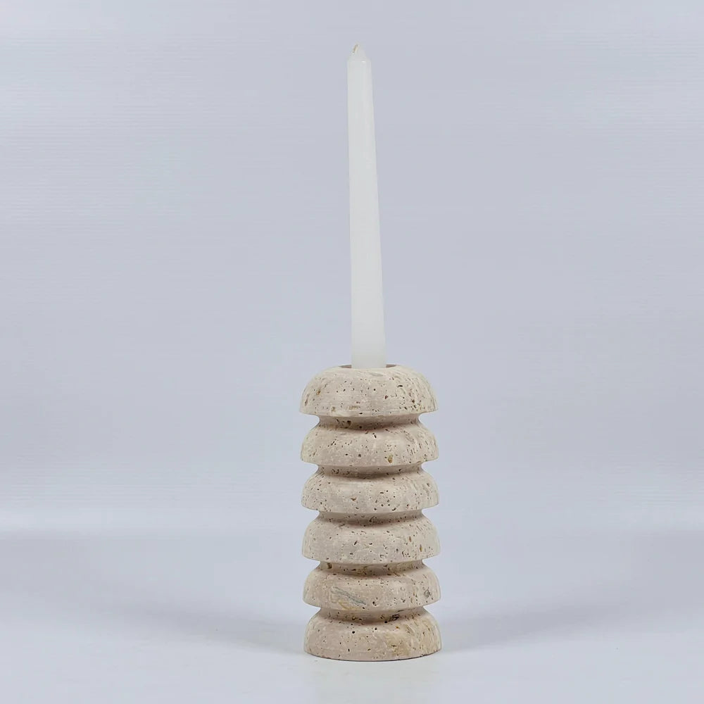 Stacked Domes Travertine Candle Stand | Noon & Co Designs